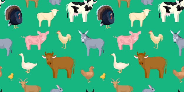 Vibrant Farm Animal Pattern in Shades of Green | Jiffy Designs
