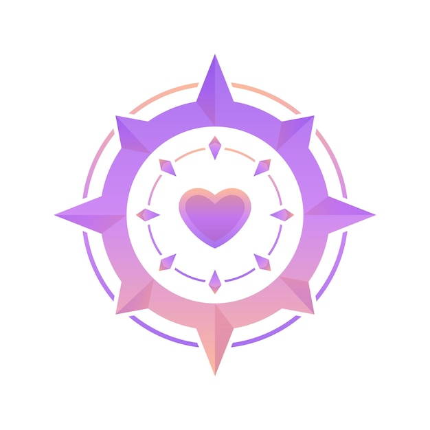 Vibrant Heart-Shaped Compass Rose with Pastel Gradients | Jiffy Designs