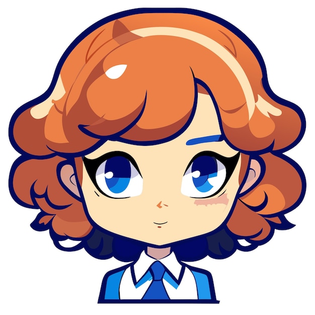 Charming Anime-Inspired Character with Vibrant Orange Curls | Jiffy Designs