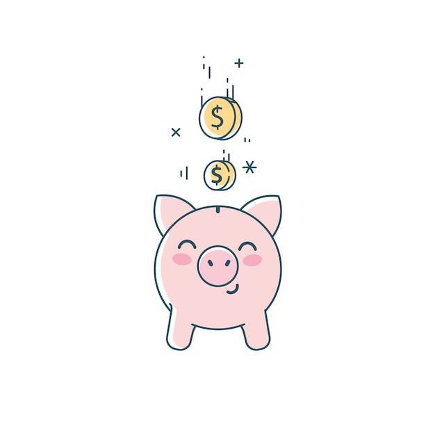 Whimsical Piggy Bank with Floating Coins and Symbols | Jiffy Designs