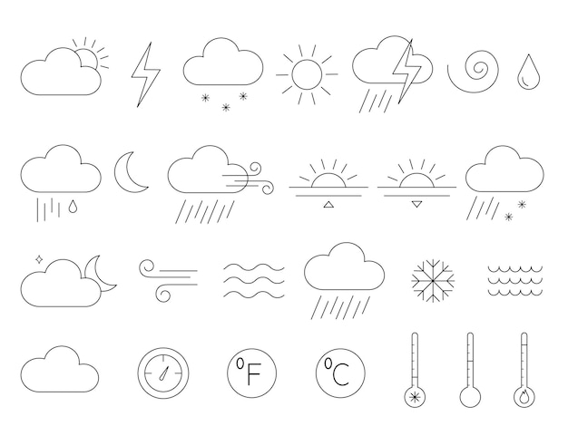 Comprehensive Weather Icon Collection Featuring Diverse Symbols | Jiffy ...