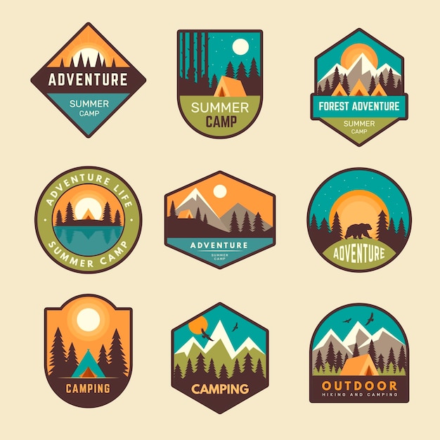 Vibrant Collection of Outdoor Adventure Emblems and Badges | Jiffy Designs