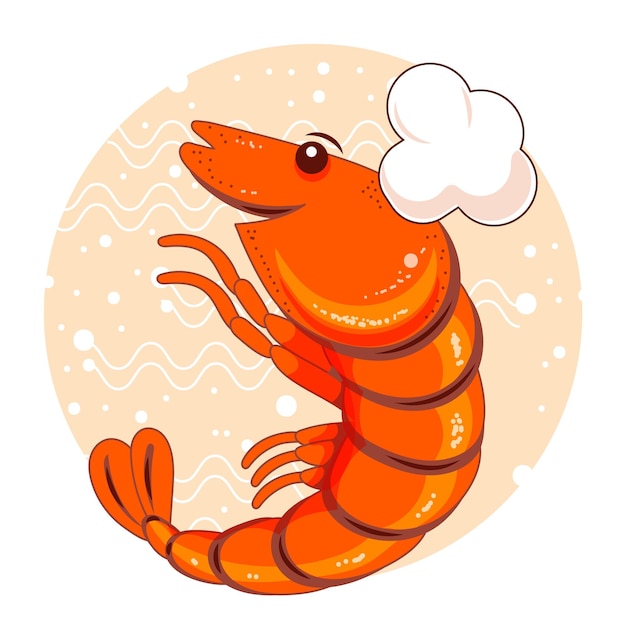 Cheerful Cartoon Shrimp Chef in Bright Orange | Jiffy Designs