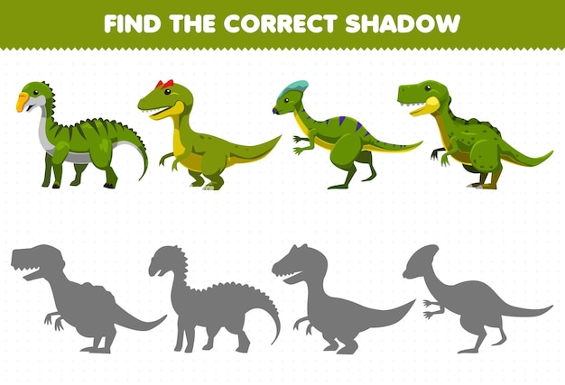 Discover the Matching Dinosaur Shadows in this Fun Visual Puzzle ...