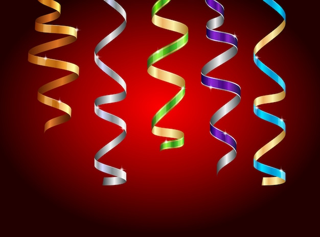 Vibrant Celebration Ribbons Cascading Against Crimson Backdrop | Jiffy ...