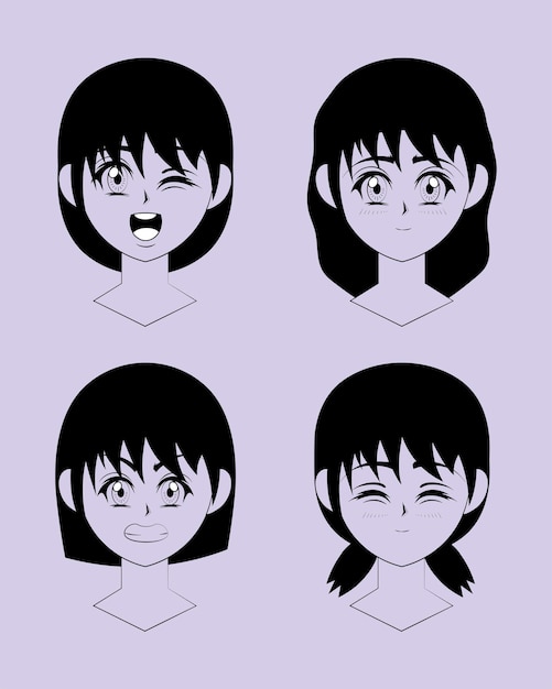 Expressive Anime-Style Portraits of Surprised Young Girl | Jiffy Designs