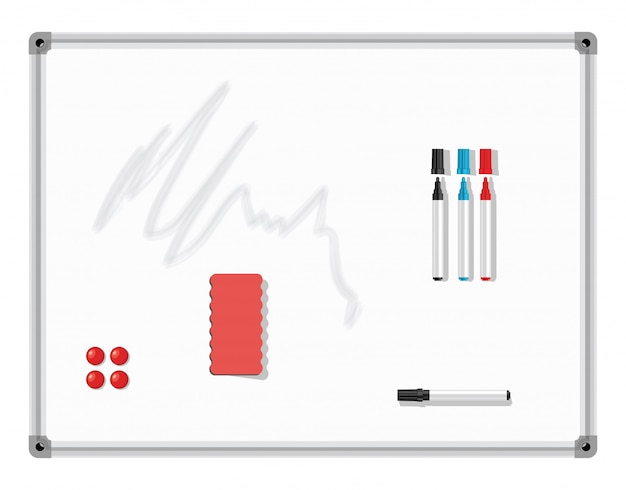 Whiteboard with Colorful Markers and Eraser | Jiffy Designs