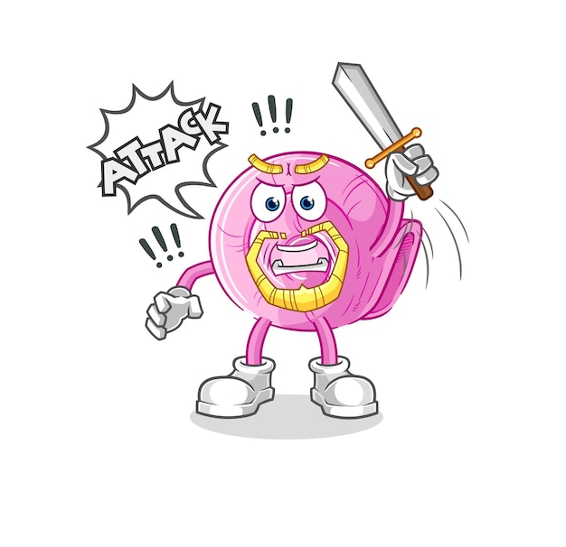 Feisty Pink Cartoon Character Wielding a Sword | Jiffy Designs