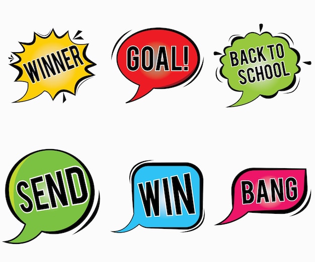 Vibrant Exclamatory Speech Bubbles with Motivational Phrases | Jiffy ...