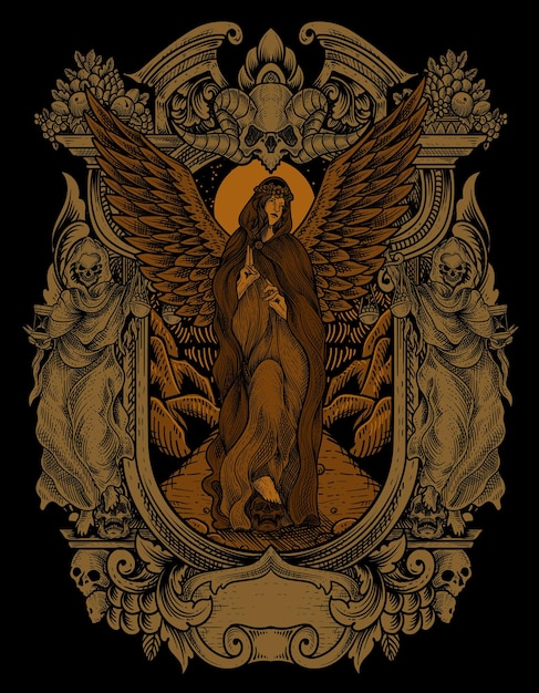 Majestic Winged Goddess Adorned in Ornate Splendor | Jiffy Designs