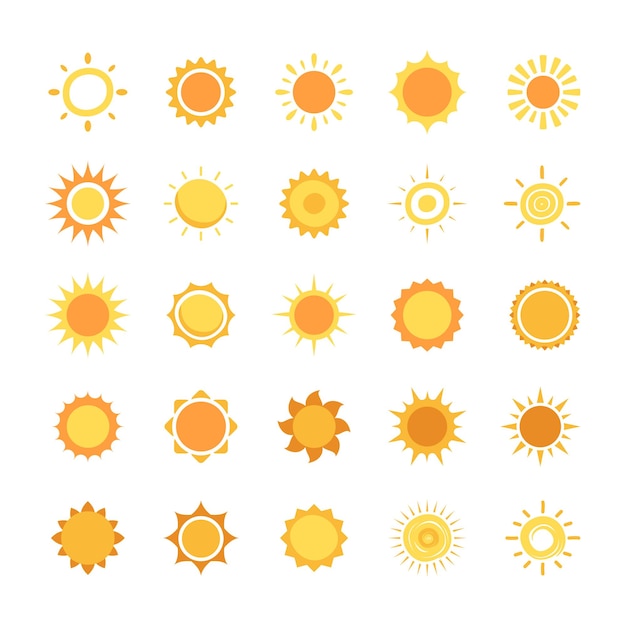 Vibrant Collection of Diverse Sun Symbols and Illustrations | Jiffy