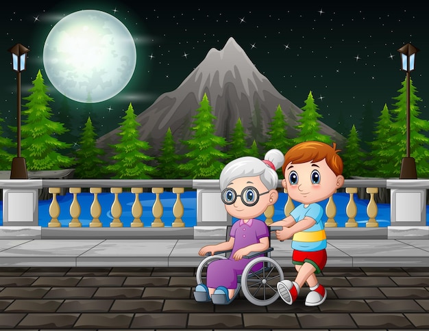 Kids Embracing Friendship Under Moonlit Mountain Scenery | Jiffy Designs