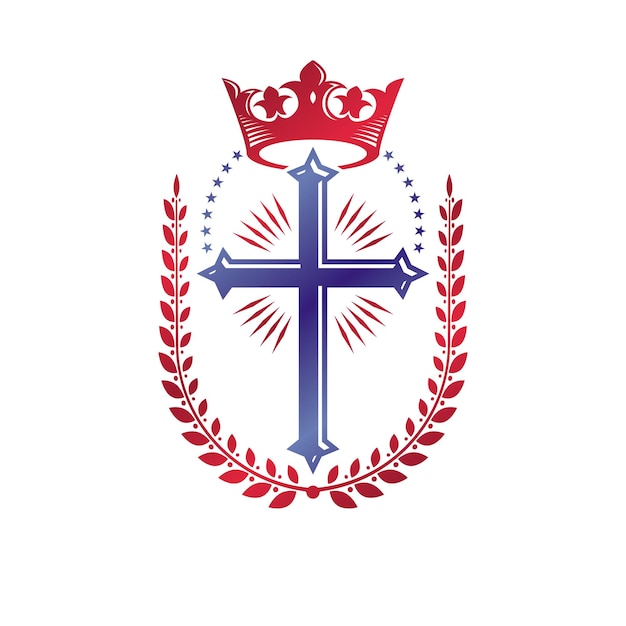 Regal Christian Cross with Ornate Crown and Laurel Wreath | Jiffy Designs