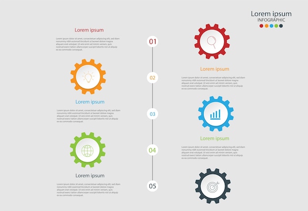 Colorful Gear Infographic with Descriptive Text Elements | Jiffy Designs