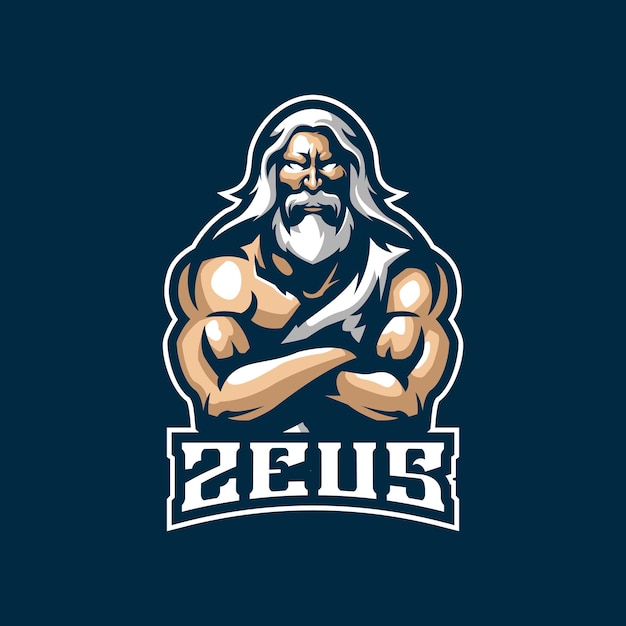 Powerful Zeus Mascot with Muscular Arms Crossed | Jiffy Designs