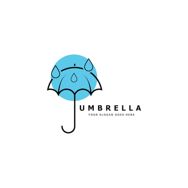 Minimalist Blue Umbrella Logo with Raindrop Design | Jiffy Designs