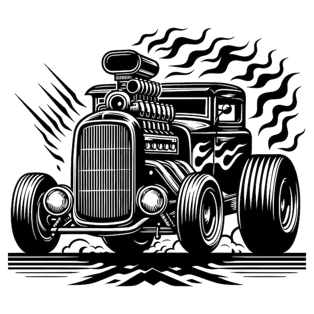 Powerful Vintage Hot Rod Blazing Down the Road | Jiffy Designs