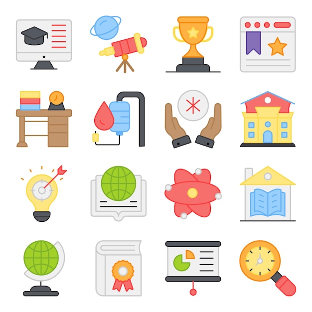 Vibrant Icons Representing Education, Achievement, and Learning | Jiffy ...