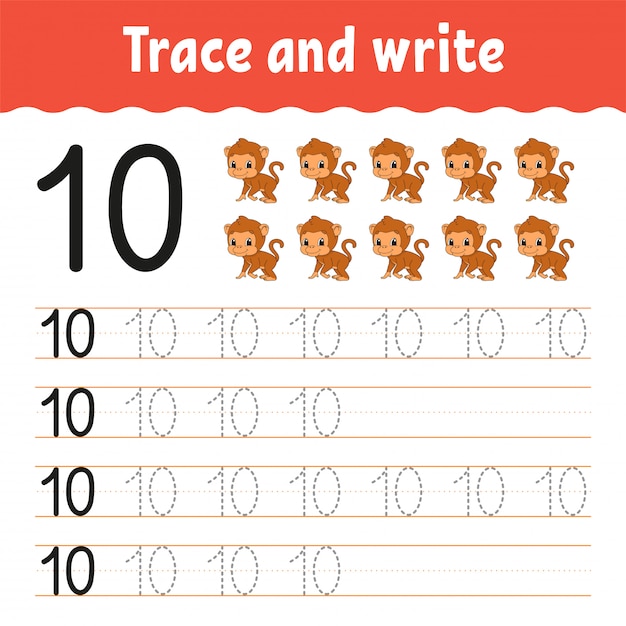 Adorable Monkeys Tracing and Writing Practice for the Number 10 | Jiffy Designs