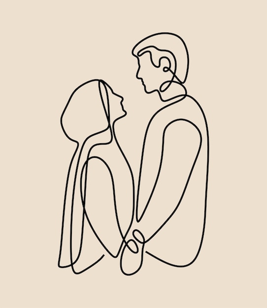 Intimate Embrace: Two Figures in Minimalist Line Art | Jiffy Designs