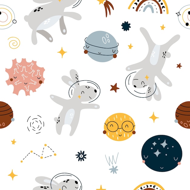 Whimsical Collection of Playful Celestial Creatures and Cosmic Elements ...