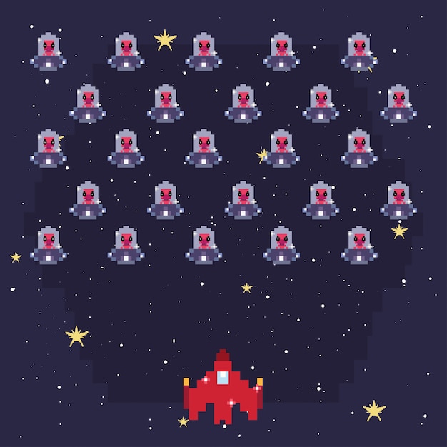 Retro Pixel Rocket Ship Collection: Cosmic Exploration Adventure ...