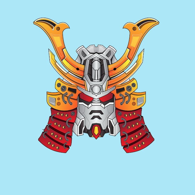 Majestic Samurai Armor Emblem with Fierce Hawk Wings | Jiffy Designs
