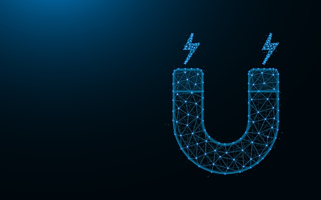 Glowing Magnetic Force Symbols on Midnight Blue Background | Jiffy Designs