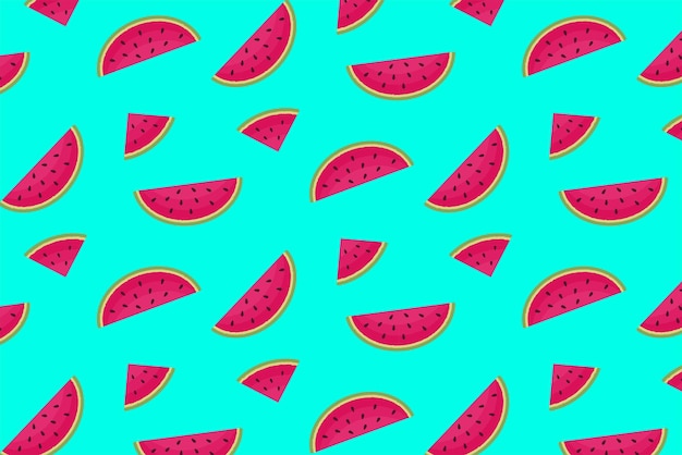 Vibrant Watermelon Slices Scattered on Turquoise Background | Jiffy Designs