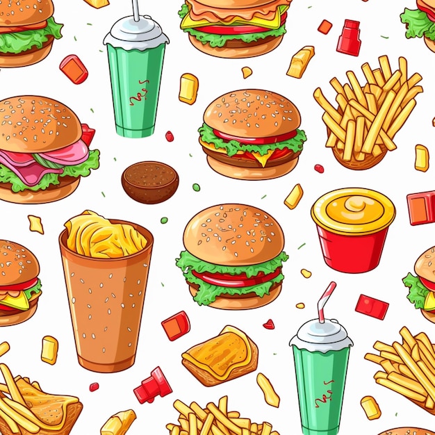 Vibrant Collection of Classic Fast Food Favorites | Jiffy Designs