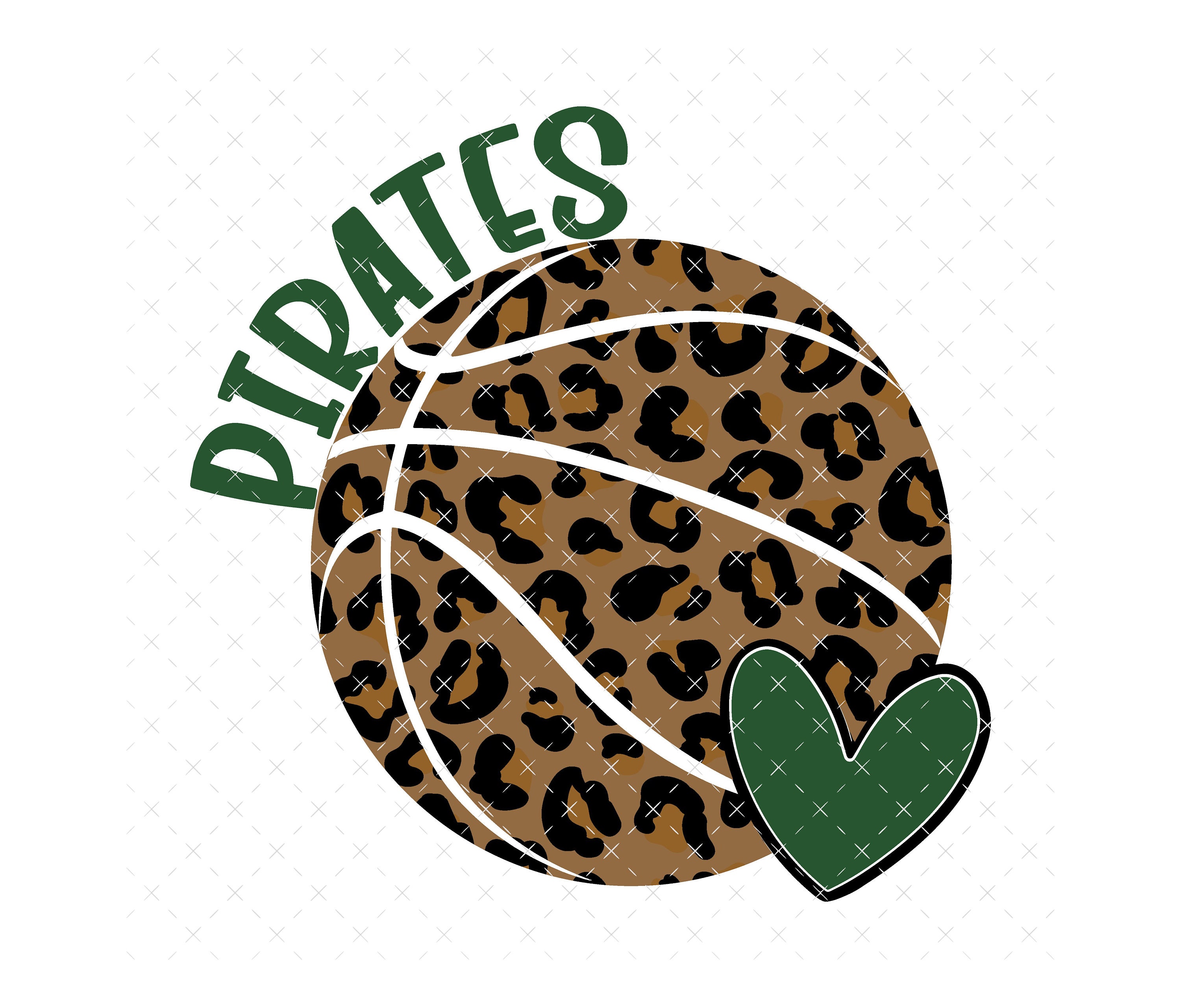 Pirates Basketball Leopard with Green Heart PNG, Digital File, Instant ...