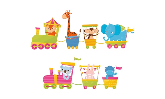 Vibrant Parade of Playful Animal-Themed Train Cars | Jiffy Designs