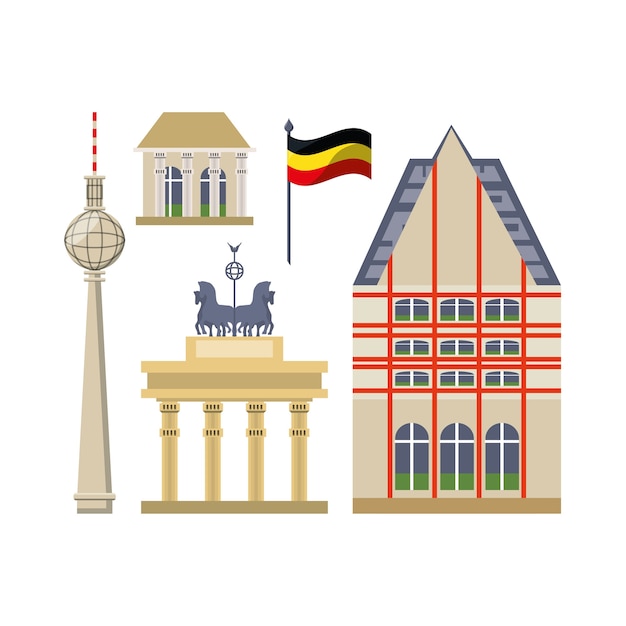 Illustrated German Landmarks with Flag and Berlin TV Tower | Jiffy Designs