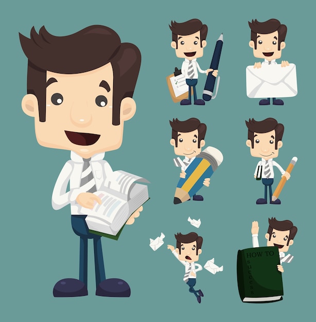 Versatile Office Worker Character Illustrations with Diverse Poses ...