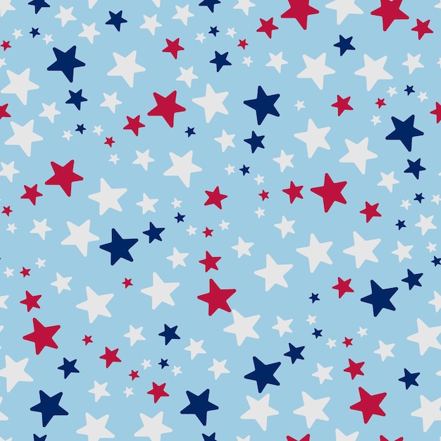 Vibrant Patriotic Star Pattern on Light Blue Background | Jiffy Designs
