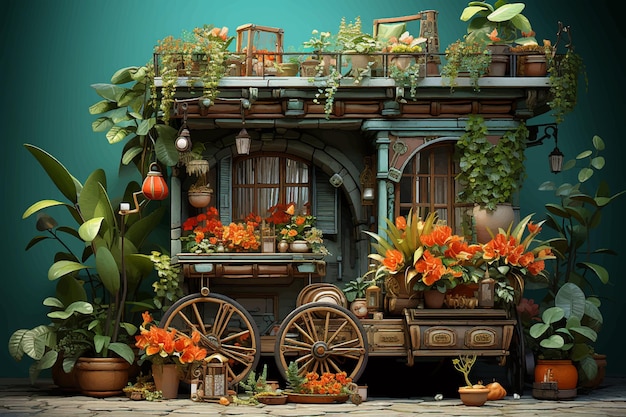 Enchanting Rustic Floral Wagon Overflowing with Nature's Bounty | Jiffy ...