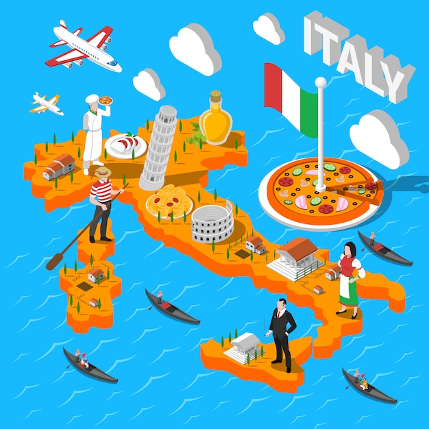 Vibrant Illustration of Iconic Italian Landmarks and Cuisine | Jiffy ...
