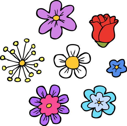 Doodle Flowers Set On A White Background Vector Illustration | Jiffy ...