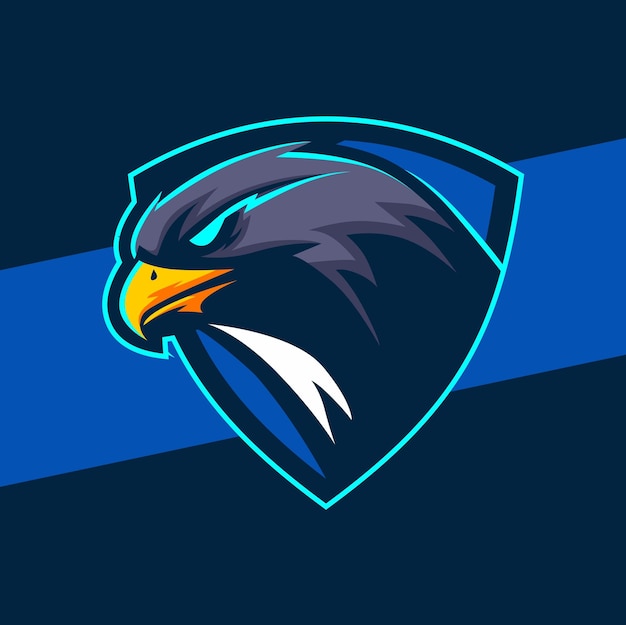 Majestic Falcon Emblem on Bold Blue Background | Jiffy Designs