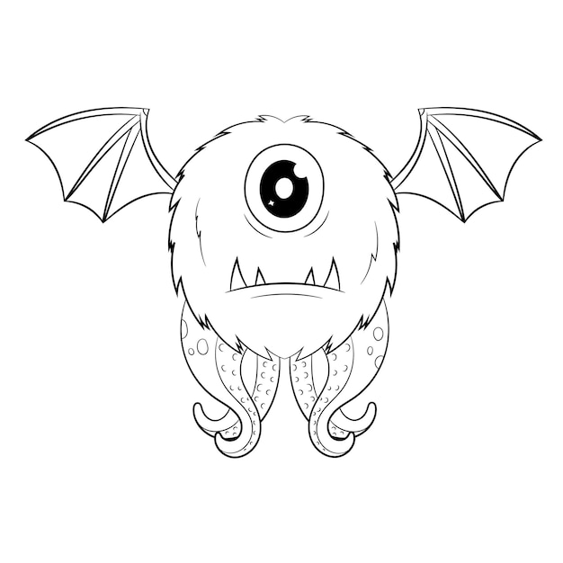 Whimsical One-Eyed Winged Monster with Tentacles | Jiffy Designs
