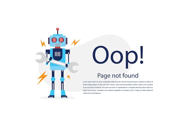 Quirky Robot Announces 'Oop! Page Not Found' Error Message | Jiffy Designs