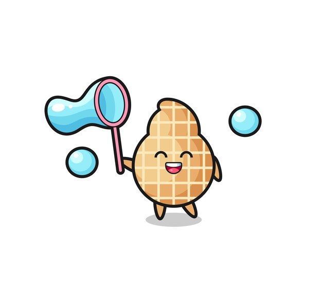Cheerful Waffle Character Playing with Bubbles | Jiffy Designs