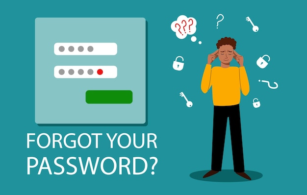 Perplexed Man Struggles to Recall Forgotten Password | Jiffy Designs