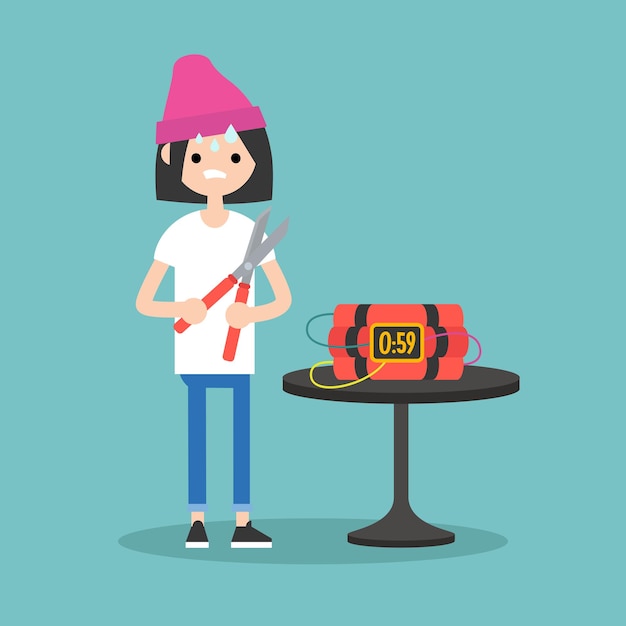 Girl with Toolbox and Dynamite Countdown Timer | Jiffy Designs