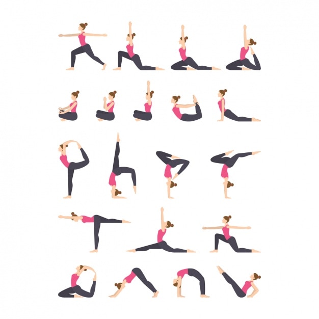 Collection of Yoga Pose Illustrations in Vibrant Colors | Jiffy Designs