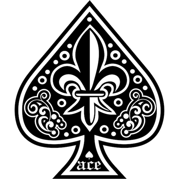 Elegant Fleur-de-Lis Spade Emblem in Black and White | Jiffy Designs