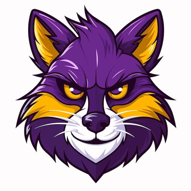 Fierce Feline Mascot: Vibrant Purple and Gold Wildcat | Jiffy Designs