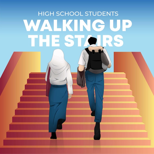 High school students ascending vibrant staircase to success | Jiffy Designs