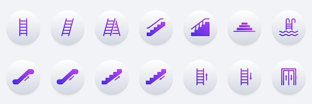 Vibrant Ladder Icons: A Versatile Set of Climbing Symbols | Jiffy Designs