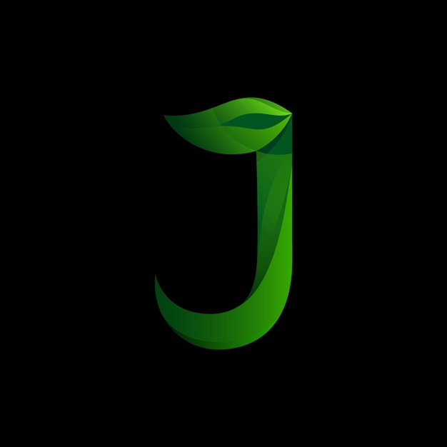 Vibrant Green Leaf-Inspired Typographic Letter J | Jiffy Designs